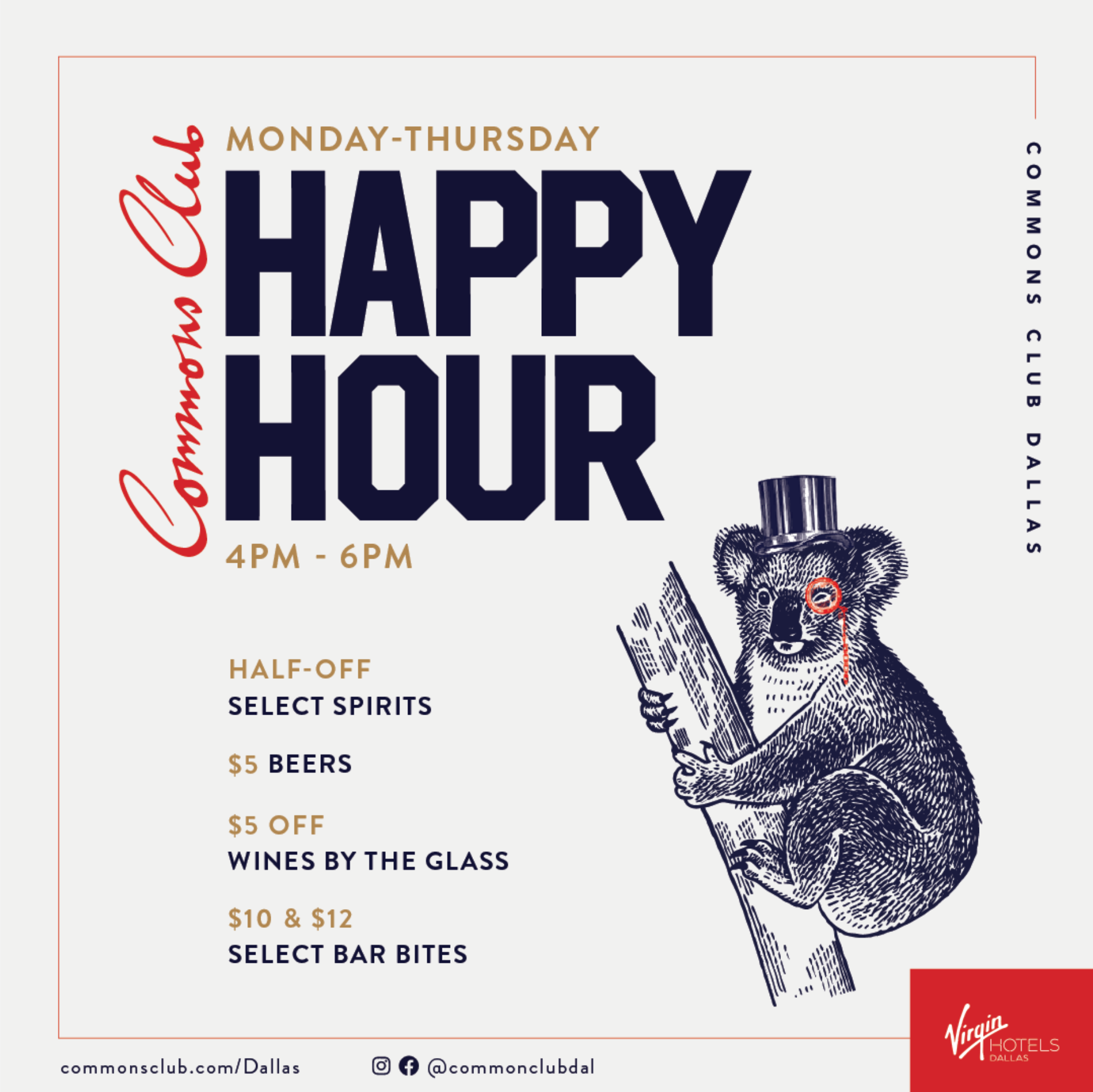 Weekly Happy Hour At Commons Club Dallas Design District